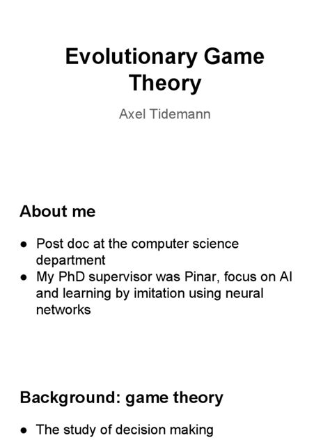 evolutionary game theory explained using hawk dove example pdf game