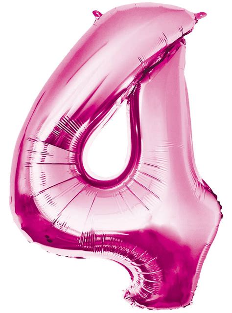 Number 4 Pink Metallic Balloon 84cm Number 4 Balloon