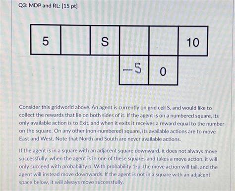 Solved Q3 Mdp And Rl 15 Pt Consider This Gridworld