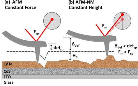 schematic of afm nm via constant height imaging where the afm probe is
