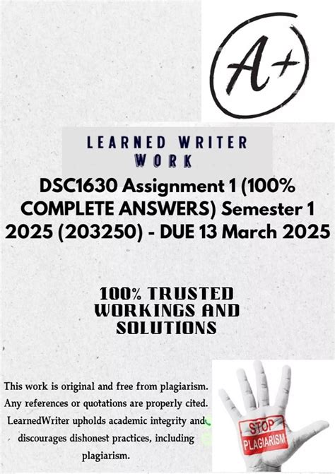 Dsc1630 Assignment 1 100 Complete Answers Semester 1 2025 203250