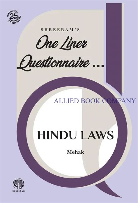One Liner Questionnaire Hindu Laws • Allied Book Company