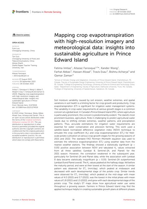 Pdf Mapping Crop Evapotranspiration With High Resolution Imagery And Meteorological Data