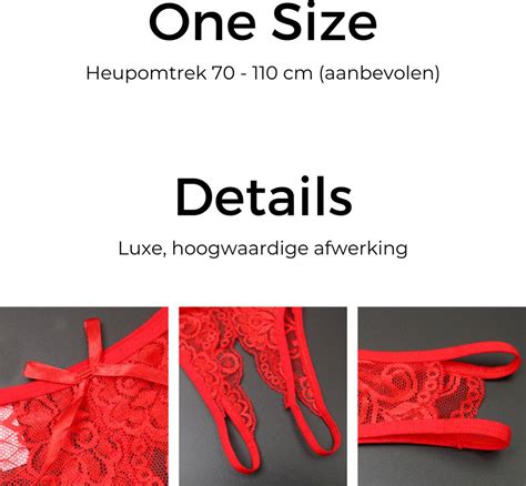 Sexy String Met Open Kruis Rood Ontwerp Met Kant Erotisch Design