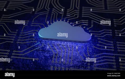 3d Render Cloud Computing Concept A Cloud Shape In A Circuit Board Design Mimicking A