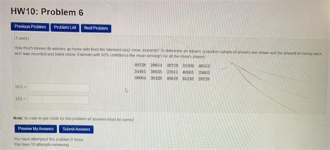 Solved Hw10 Problem 6 Problem List Next Problem Previous