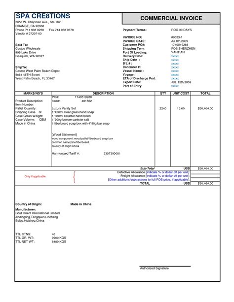 International Shipping Invoice Template Great Template Inspiration
