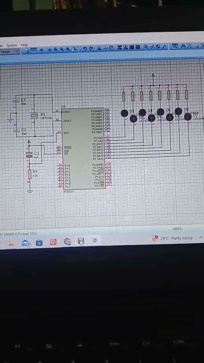 Reset Ckt And Crystal Oscillator And 8051 Interfacing With Led