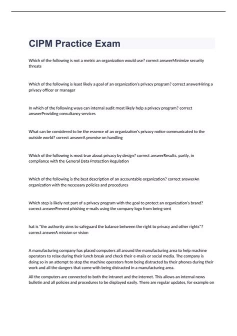 Cipm Practice Exam 2023 With 100 Correct Answers Cipm Stuvia Us