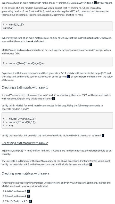 Solved In General If A Is An Mxn Matrix With Rank R Then R