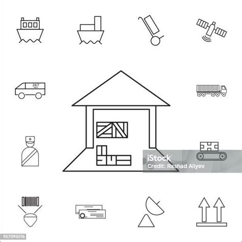 창 고 아이콘입니다 물류 아이콘의 집합입니다 프리미엄 품질 그래픽 디자인입니다 표지판 개요 기호 컬렉션 웹 사이트 웹 디자인