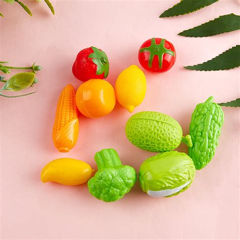 미니 시뮬레이션 거품 과일과 채소 인공 주방 장난감 어린이용 가상 놀이 장난감 인형 집 액세서리 10 개 묶음 역할 놀이