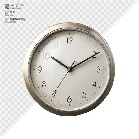 금색 프레임 과 투명 한 배경 을 가진 고전적 인 벽 시계 프리미엄 Ai 생성 Psd