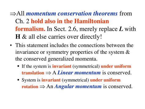 Ppt Sect 8 2 Cyclic Coordinates And Conservation Theorems Powerpoint Presentation Id 3199266