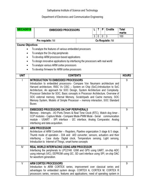 Embedded Processors Syllabus Pdf