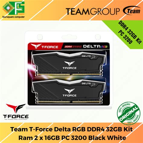 Jual Ram Ddr4 32gb Kit 2x16gb Pc 3200 Mhz Team T Force Delta Rgb White Black Desktop Memory