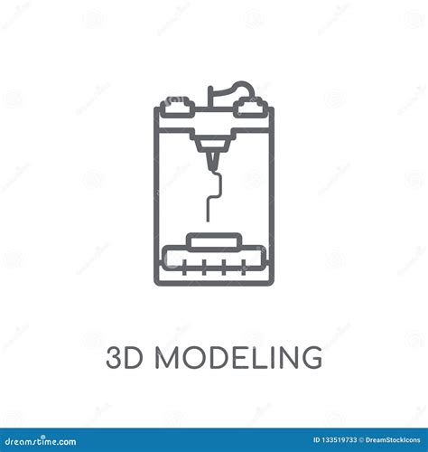 3d Modeling Linear Icons Set Rendering Animation Cad Sculpting