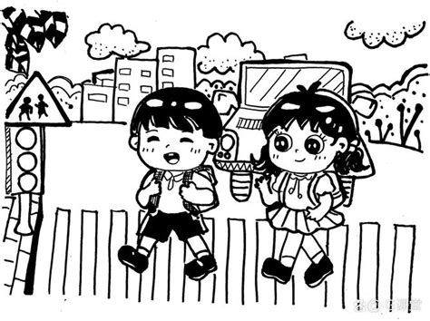 安全过马路简笔画（14张） 简笔画图片大全