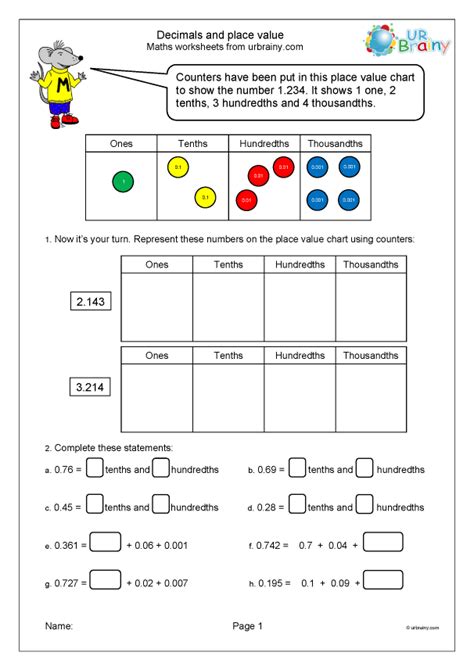 Decimals And Place Value Number And Place Value By URBrainy Com