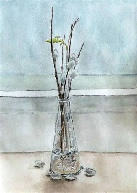 Рисунки вербы в вазе