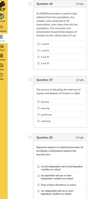 Solved D Question Pts CF An ANOVA Procedure Is Used Chegg