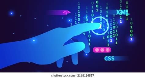 Web Development Coding Programming Futuristic Banner Stock Vector Royalty Free 2168114557