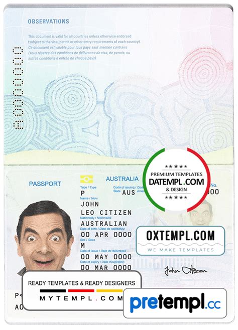 Australiann Standard Passport Example In Psd Format Fully Editable