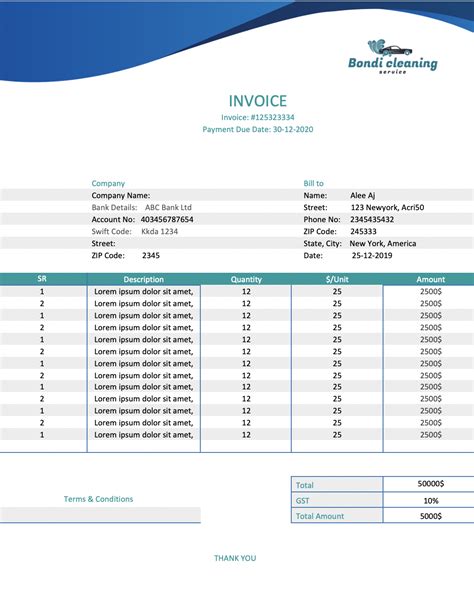Australian Invoice Template Word PARAHYENA