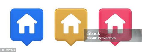 홈 페이지 버튼 집 웹 기호 사이버 공간 응용 프로그램 인터페이스 3d 현실적인 말풍선 아이콘 0명에 대한 스톡 벡터 아트 및 기타 이미지 Istock