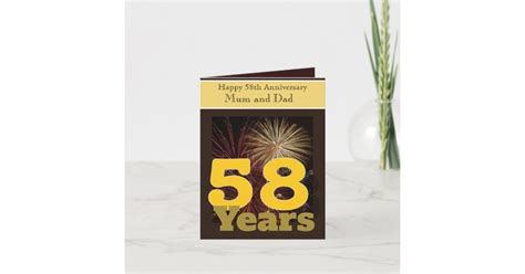 58th Wedding Anniversary Card Zazzle