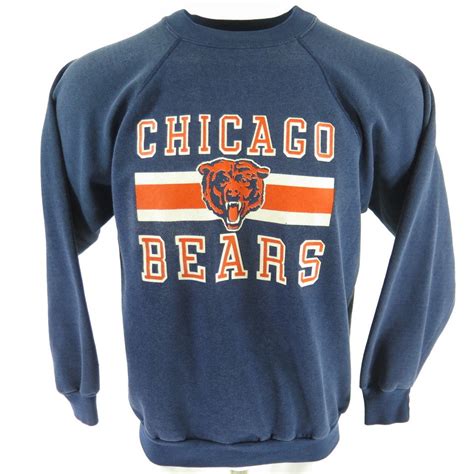 Vintage 80s Chicago Bears Sweatshirt Mens Xl Blue Trench Print Nfl Football The Clothing Vault
