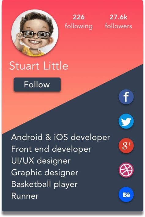 Social Profile Card Concept Design On Behance Concept Design
