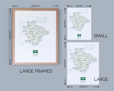 Devon County Map Framed Map Of Devon Minimal Typographic Etsy