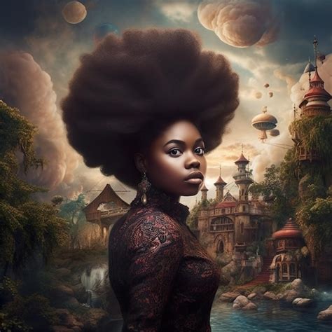 Retrato Incrível De Uma Garota Negra Com Lindos Cabelos Ai Gerou