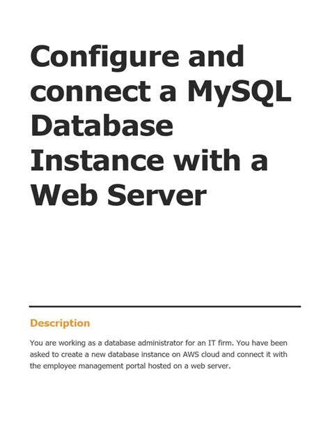 Configureandconnecta My Sqldatabase Instancewitha Web Server Pdf