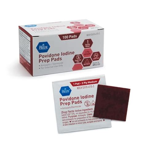 Med Pride Povidone Iodine Prep Pads For Wounds Individually Wrapped