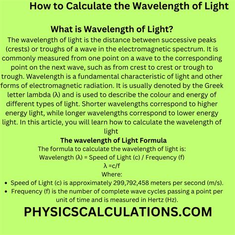 How To Calculate The Wavelength Of Light