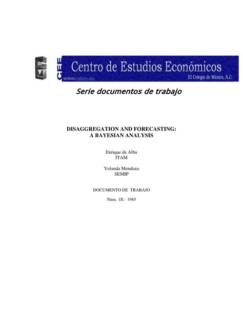 Pdf Disaggregation And Forecasting A Bayesian Analysis