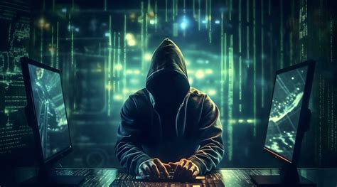 hacker typing computer concept of cybercrime cyberattack dark web