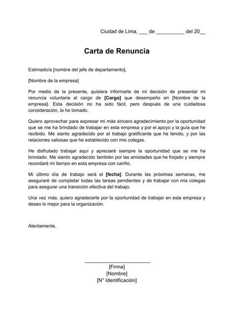 Carta De Renuncia Modelos