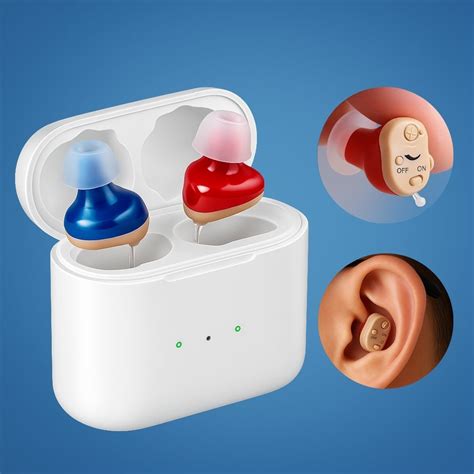 Rechargeable Invisible Hearing Aids Pair Amplified Sound Enhanced