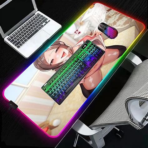 RGB Mouse Pad Anime Girl Sexy Mouse Pad LED Gaming Large Computer Anti Slip Rubber XXL PC Game
