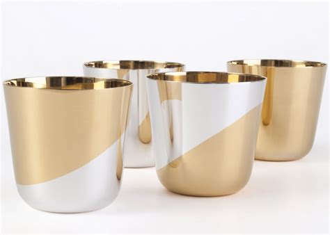 Thomas Feichtner Designs Set Of Minimal Vessels Partially Dipped In Gold
