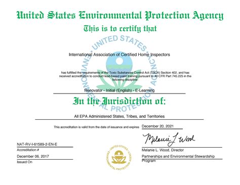 U S Epa Certifies Internachi As A Lead Safe Certified Rrp Training