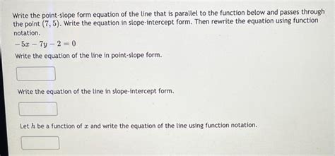 Solved Write The Point Slope Form Equation Of The Line That Chegg