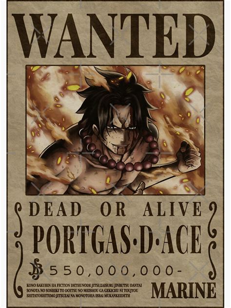 Ace Fire Fist Bounty Wanted One Piece Poster Sticker For Sale By Onepiecewanted Redbubble