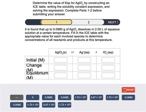 solved determine the value of ksp for aglo3 by constructing