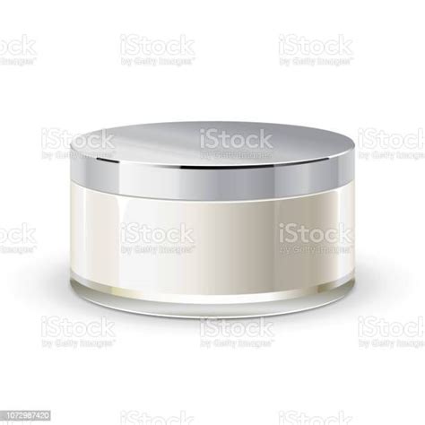 크림 젤 또는 분말 밝은 회색 흰색 갈색 유리 항아리 병 모자를 수 있습니다 빈 흰색 배경에 고립 디자인에 대 한 준비 제품 포장 벡터 Eps10 건강관리와 의술에 대한
