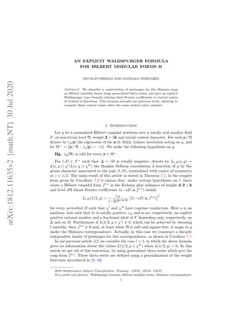Pdf An Explicit Waldspurger Formula For Hilbert Modular Forms Ii