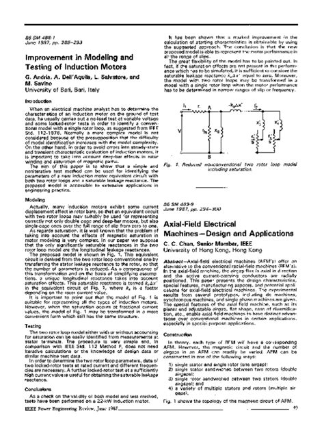 Pdf Improvement In Modeling And Testing Of Induction Motors